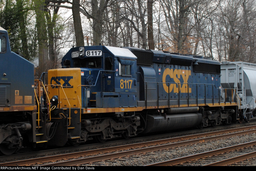 CSX SD40-2 8117 trails on Q418-04